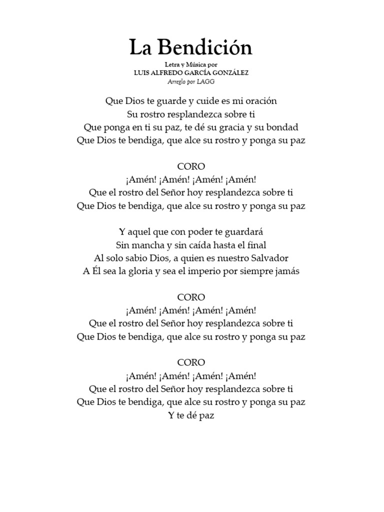 Letra La Bendicion Pdf