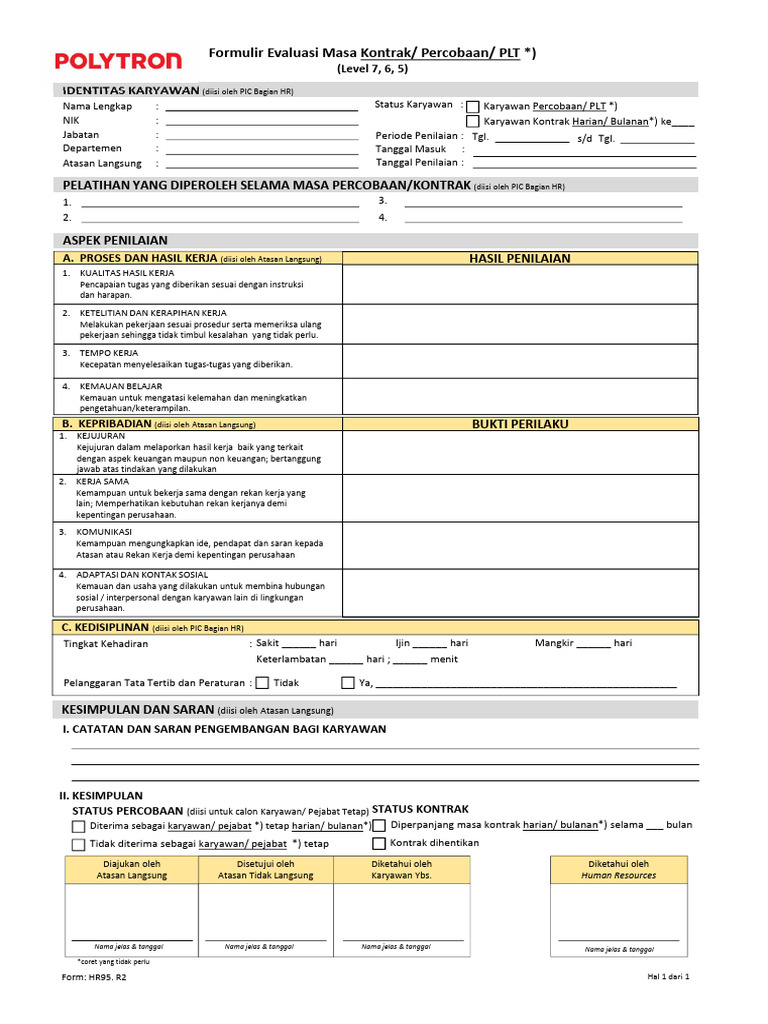 Formulir Evaluasi Level 7-5 | PDF