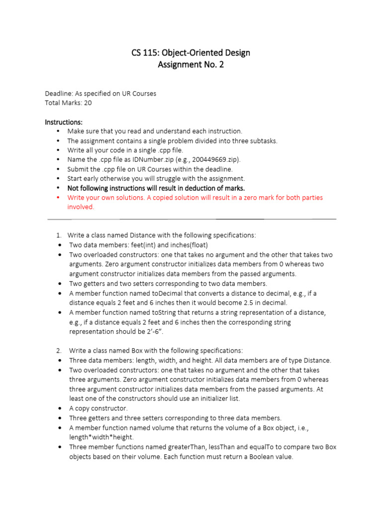 Assignment 2 | PDF | Constructor (Object Oriented Programming) | Programming