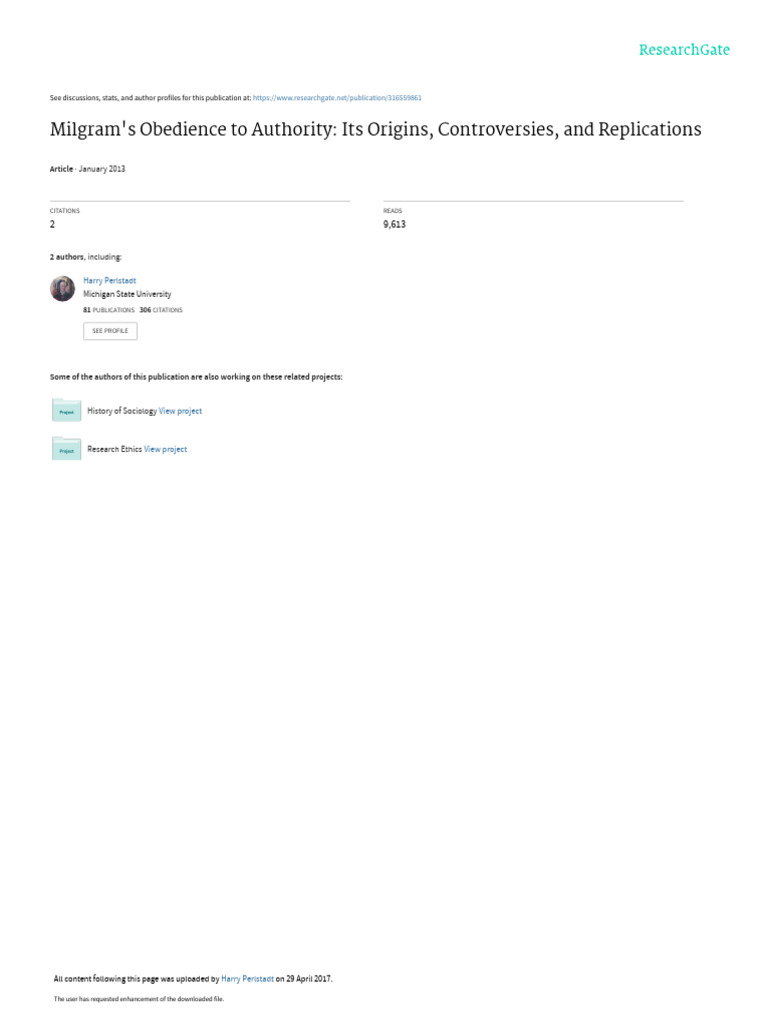 Milgram's Obedience To Authority: Its Origins, Controversies, and ...