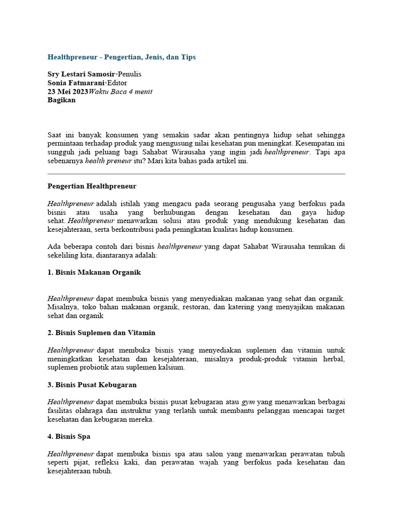 Health Preneur | PDF