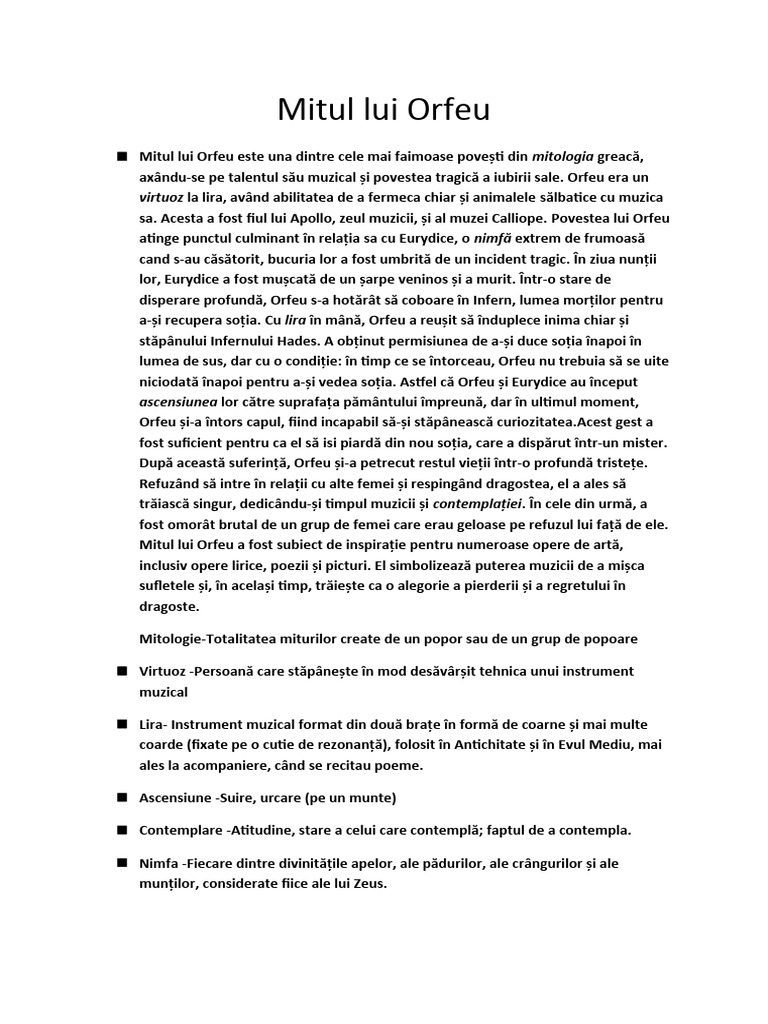 Mitul Lui Orfeu | PDF