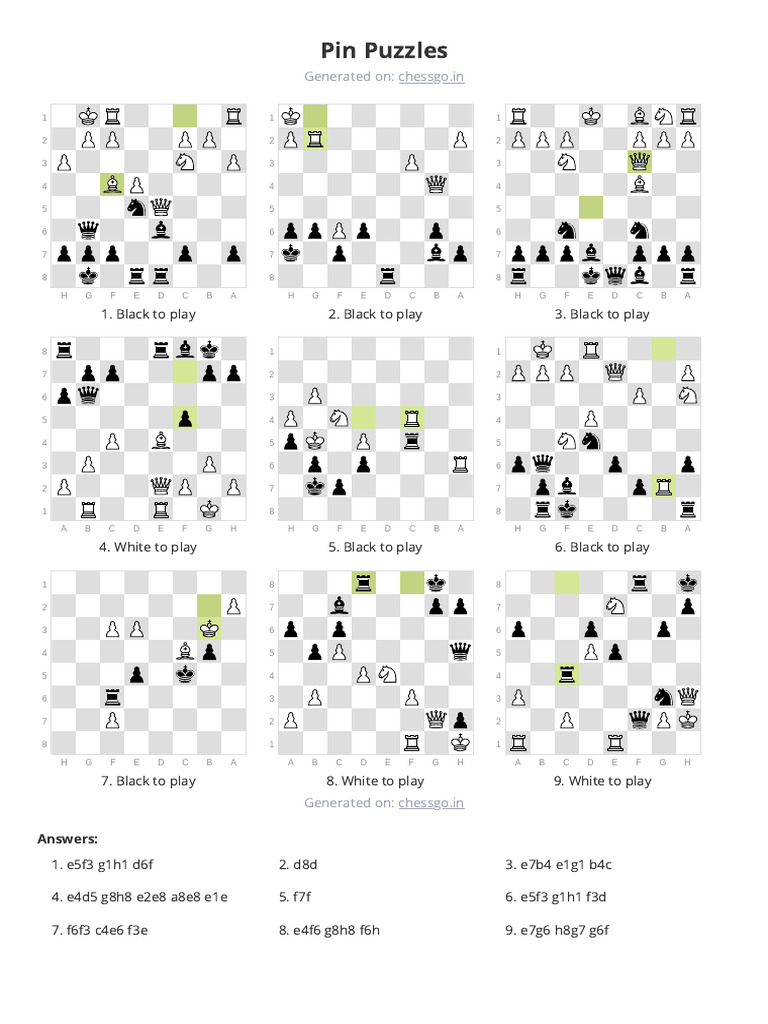 Pin Puzzles Easiest Difficulty ChessGo - in | PDF