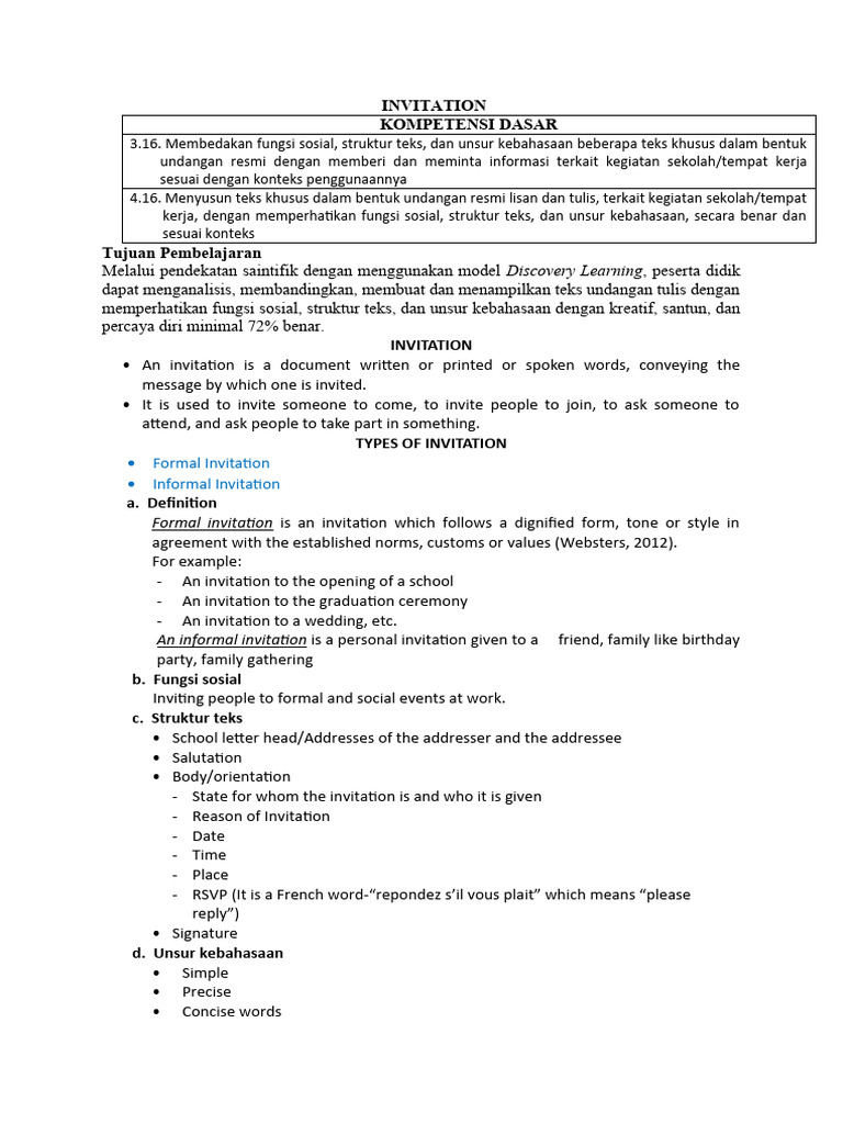 Modul INVITATION Kls 11 | PDF