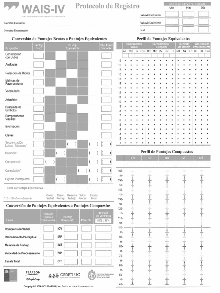 WAIS IV Protocolo | PDF