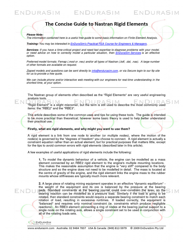 Femap - Rbe2 & Rbe3 | PDF | Mechanics | Physics