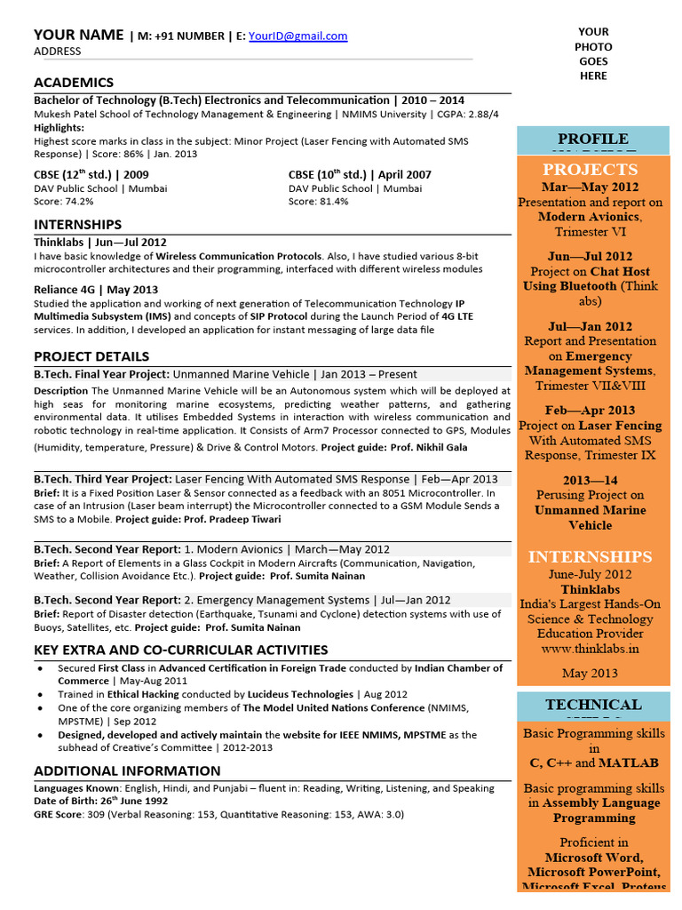 CV Template 2 | PDF | Ip Multimedia Subsystem | Computing
