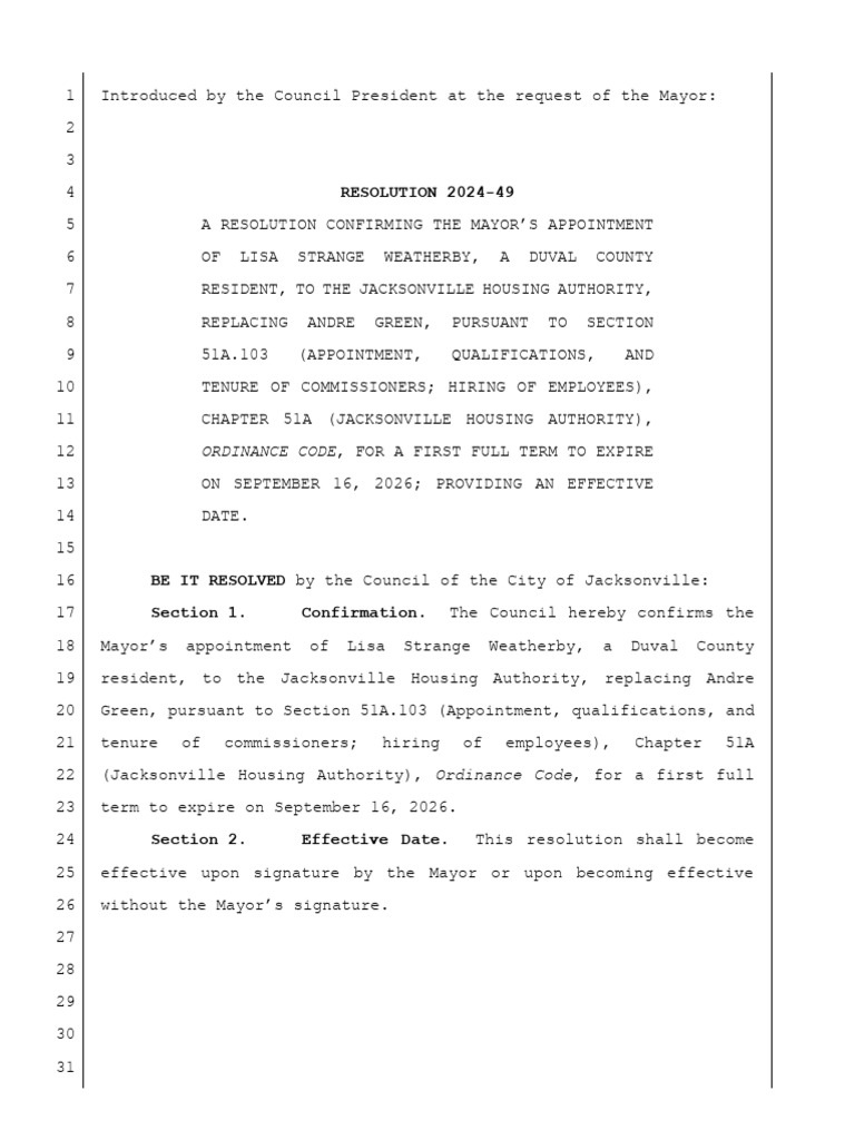 Jacksonville Housing Authority Board Appointee | PDF