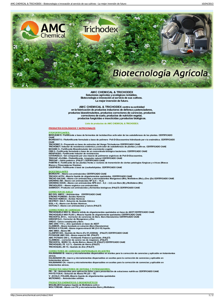 AMC CHEMICAL - TRICHODEX - Biotecnologia e Innovación Al Ser | PDF ...
