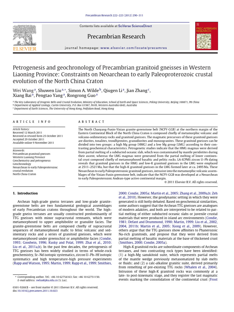 Petrogenesis and Geochronology of Precambrian Granitoid Gneisses - 2012 ...