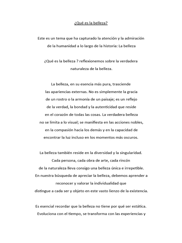 Qué Es La Belleza | PDF | Belleza | Autenticidad (filosofía)
