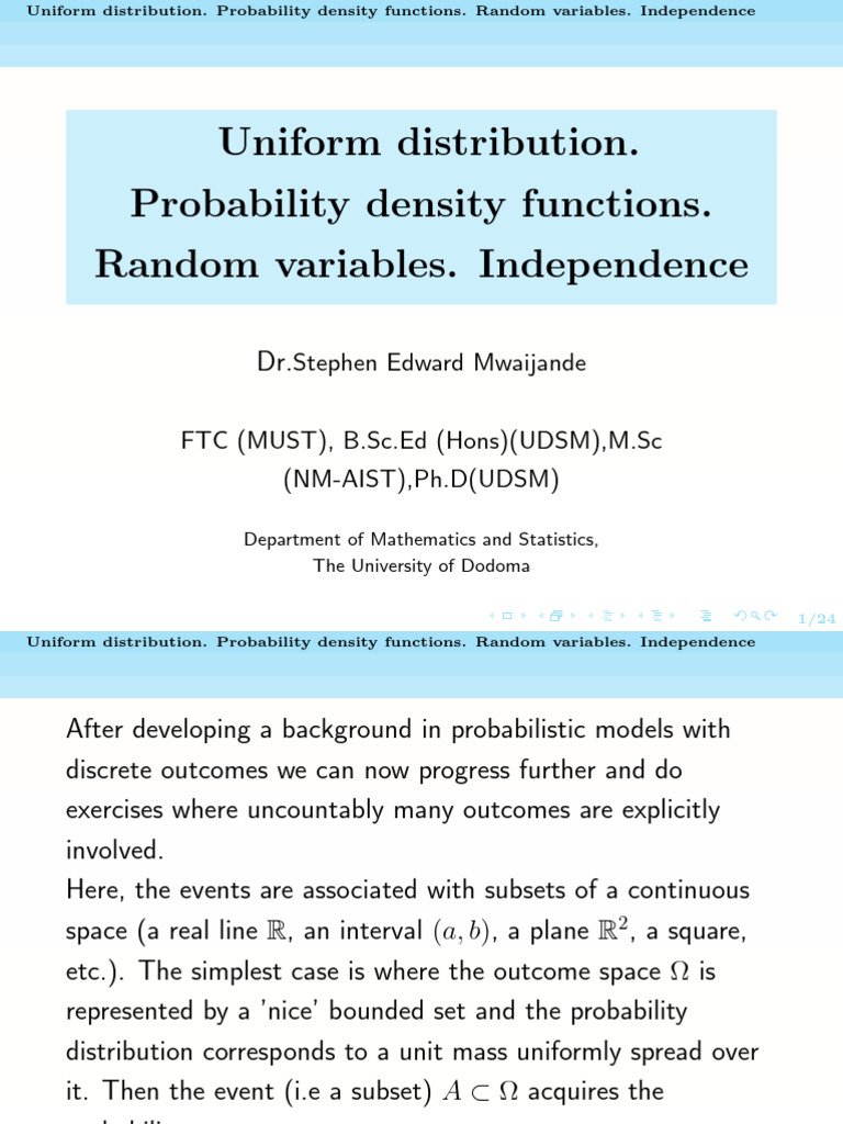 Proba Lectures | PDF | Probability Distribution | Probability Density Function