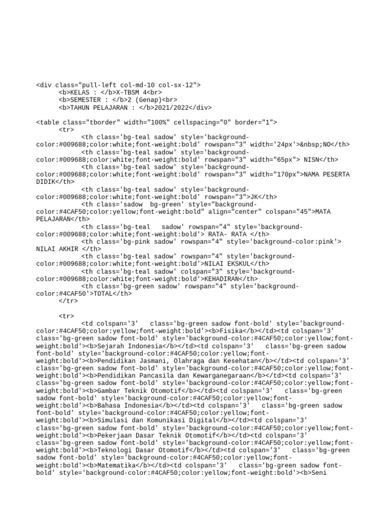 Legger X TBSM 4 (Semester 2) | PDF