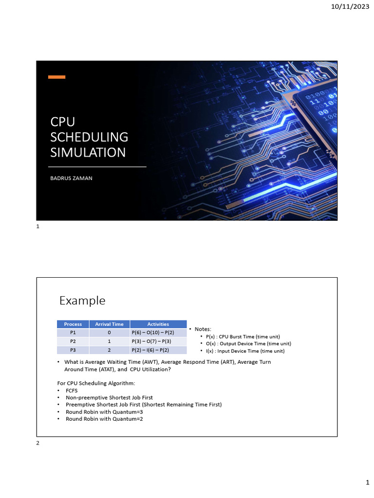 CPU Scheduling Simulation Overview | PDF | Scheduling (Computing ...