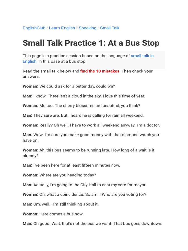 Small Talk at The Bus Stop | PDF