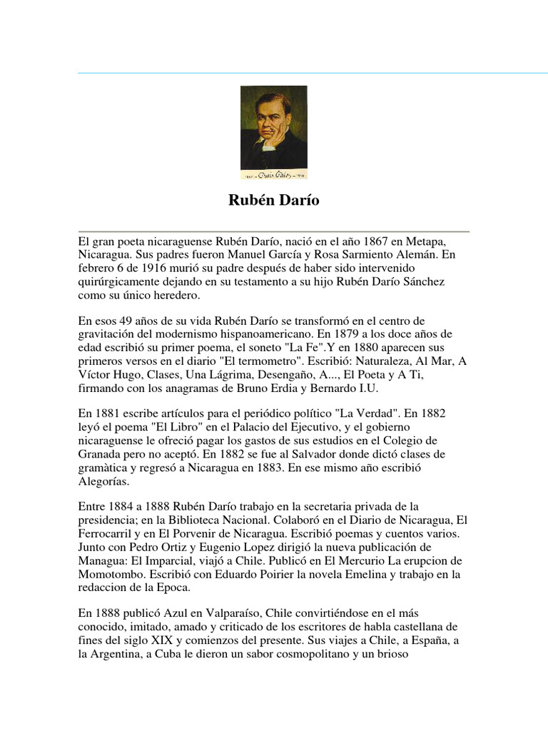 Dario, Ruben - Biografia | PDF