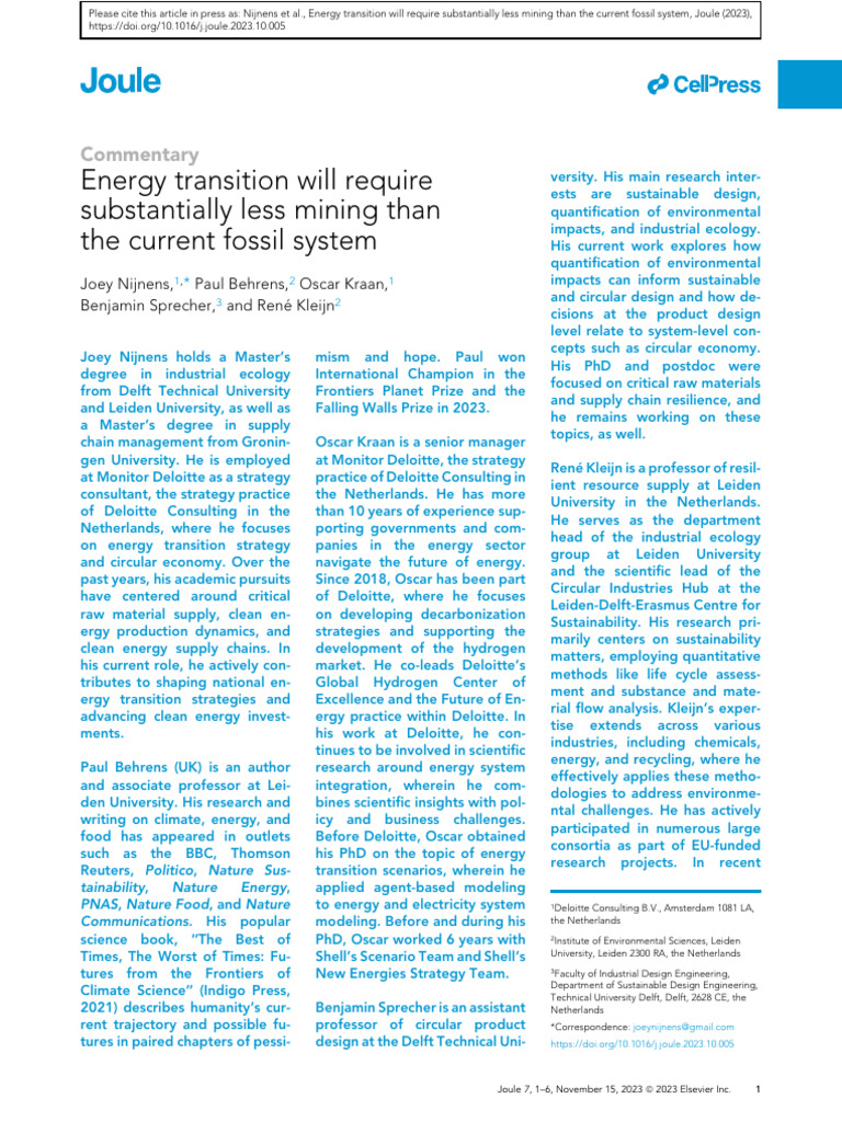 Energy Transition Needs Less Mining | PDF