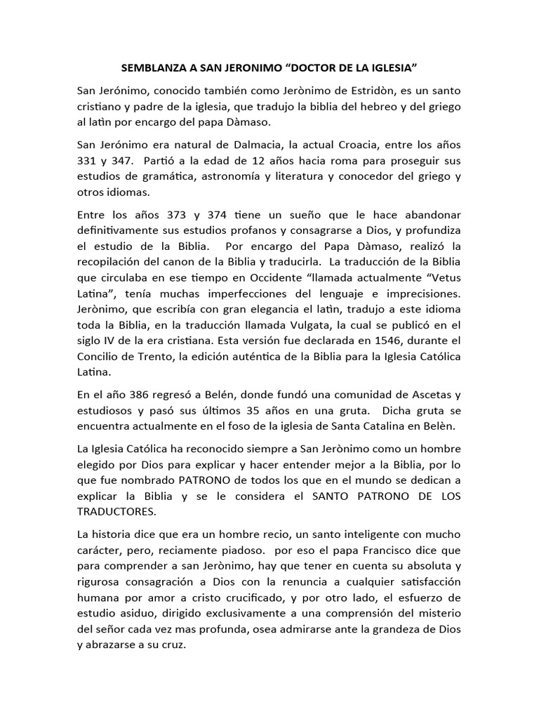 Semblanza A San Jeronimo | PDF | Jerome