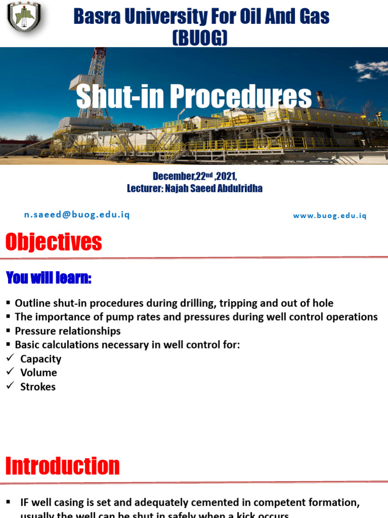 Basra University Shut-in Procedures Guide | PDF
