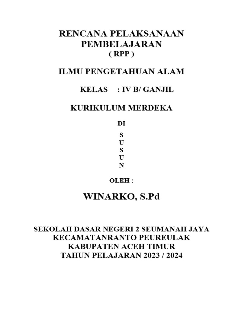Sampul RPP | PDF | Sains & Matematika