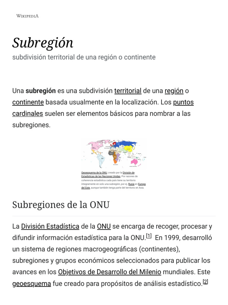 Geoesquema de la ONU y Subregiones | PDF