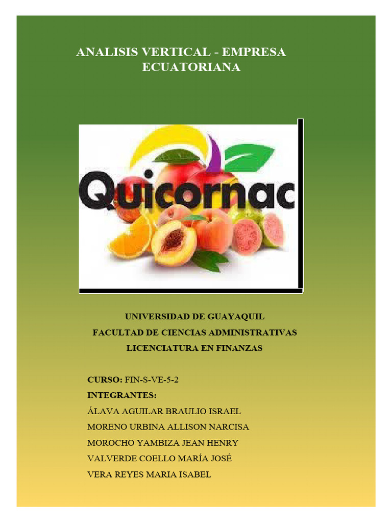 Análisis VERTICAL - Empresa Quicornac | PDF
