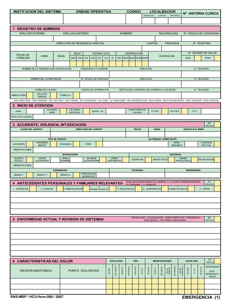Hoja de Emergencia 008 MSP | PDF | El embarazo | Parto