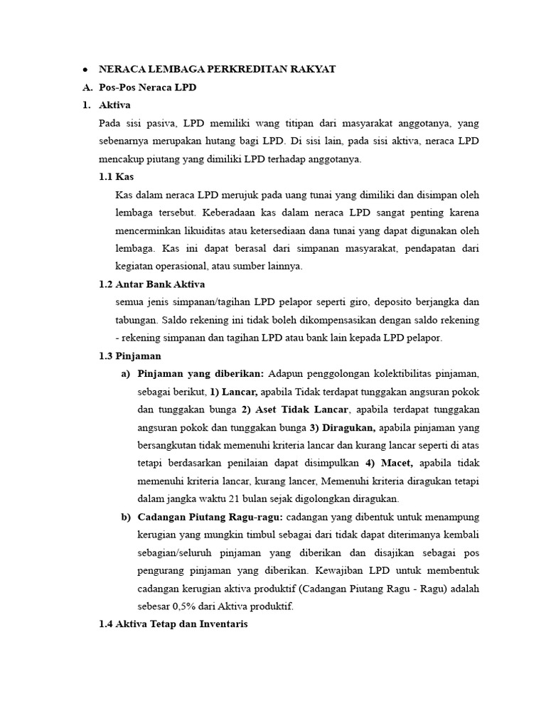 Neraca LPD: Struktur & Komponen | PDF