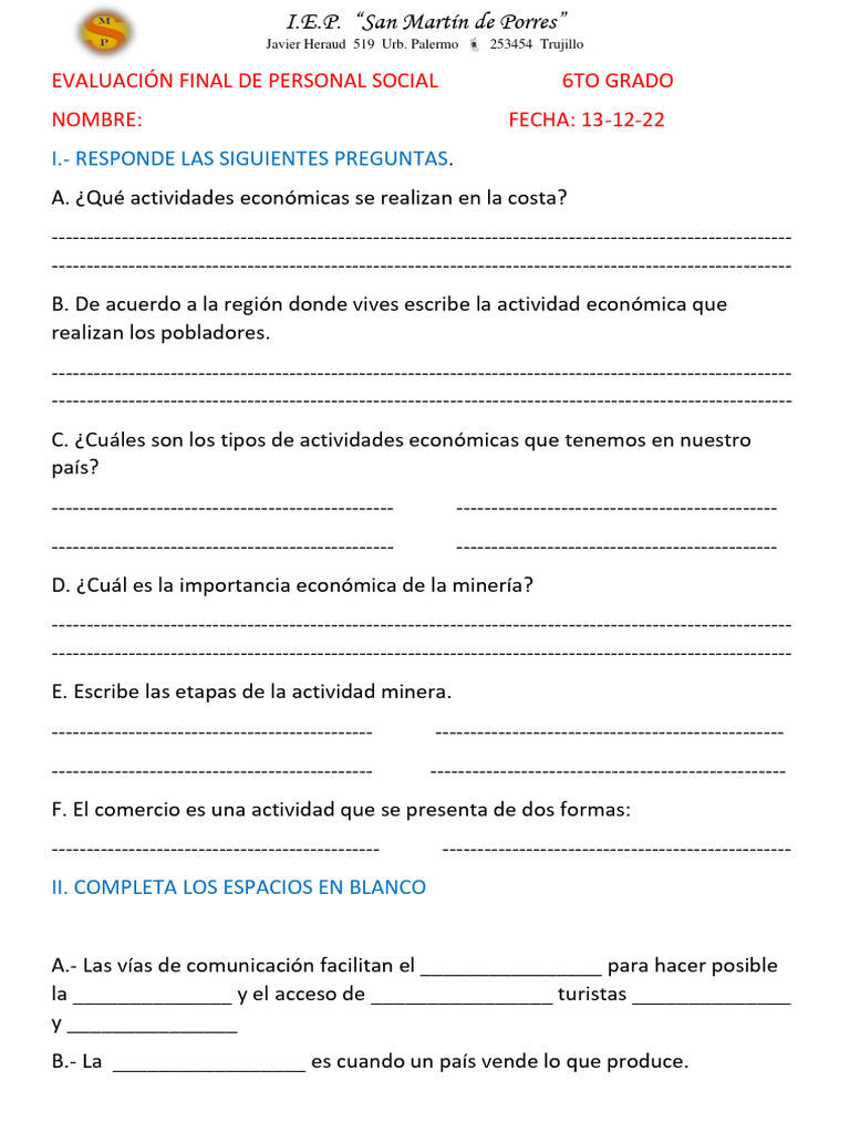 Personal Social Ex Final | PDF