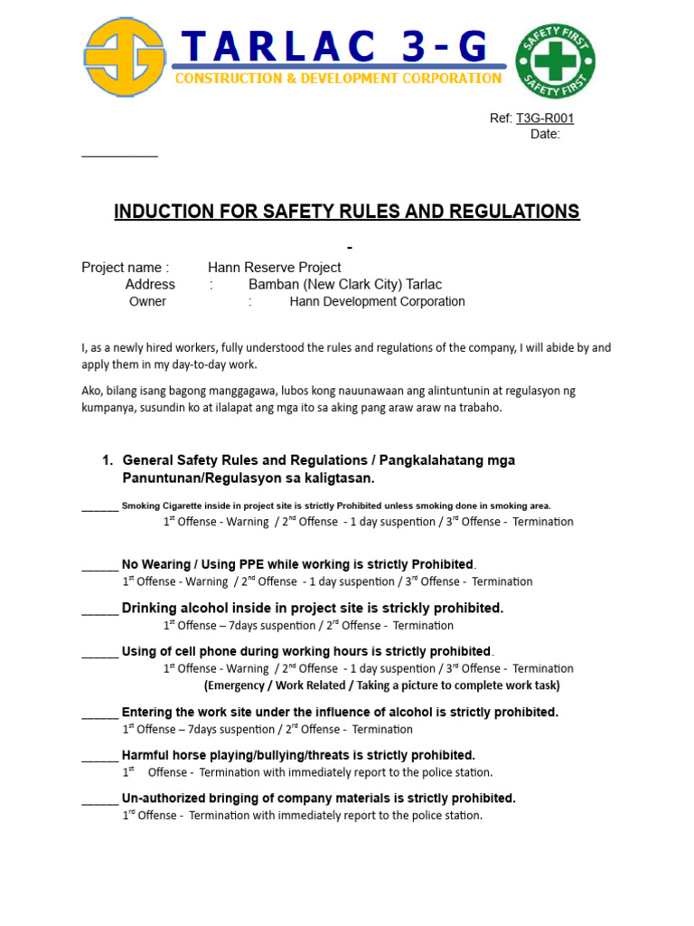 Safety Induction | PDF | Smoke | Habits