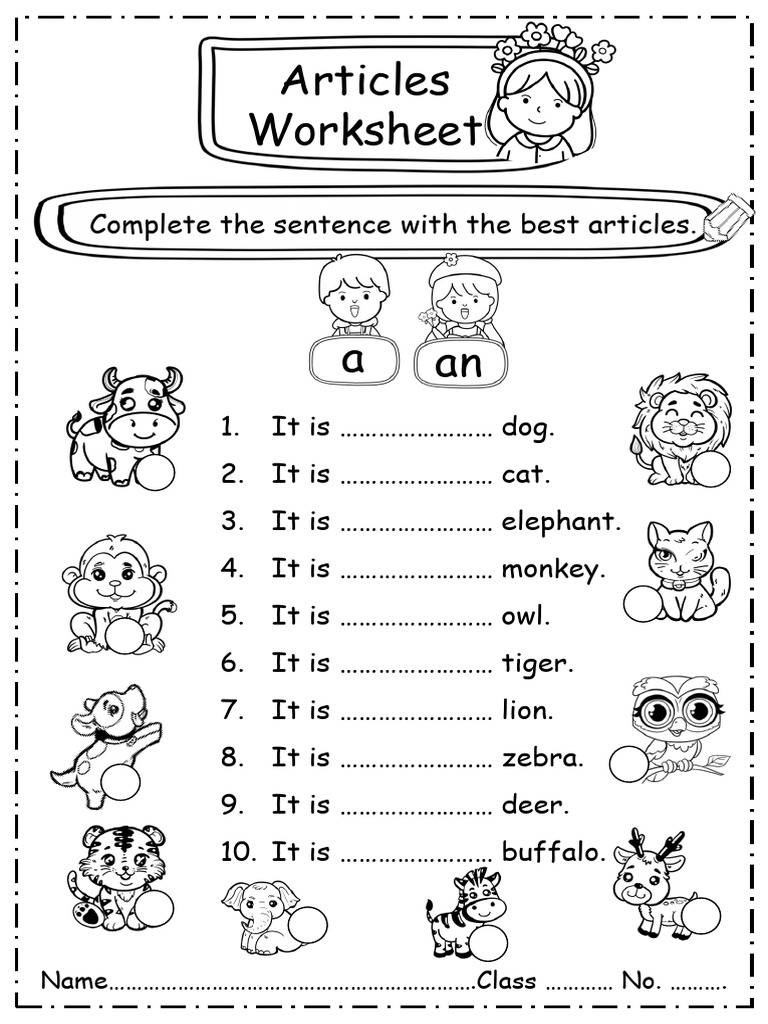 articles worksheet | PDF