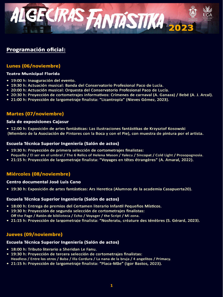 AF2023 Programacion Oficial | PDF