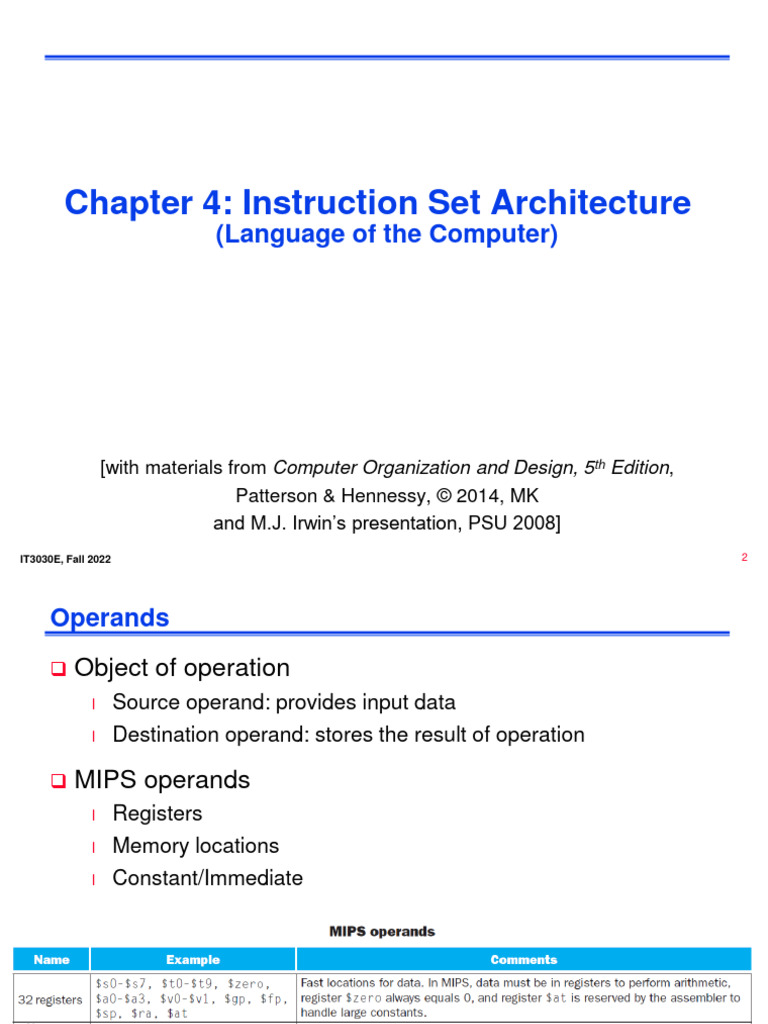 It3030e CA Chap4 Isa | PDF | Integrated Circuit | Computing