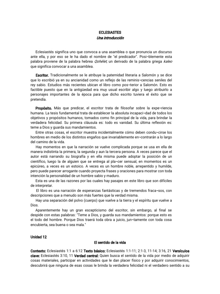 ECLESIASTES | PDF | Estudios de idiomas extranjeros