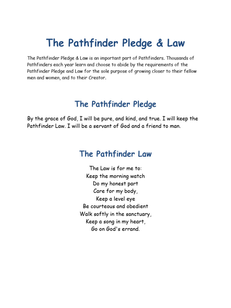 Pathfinder Pledge and Law Explained | PDF | Wellness