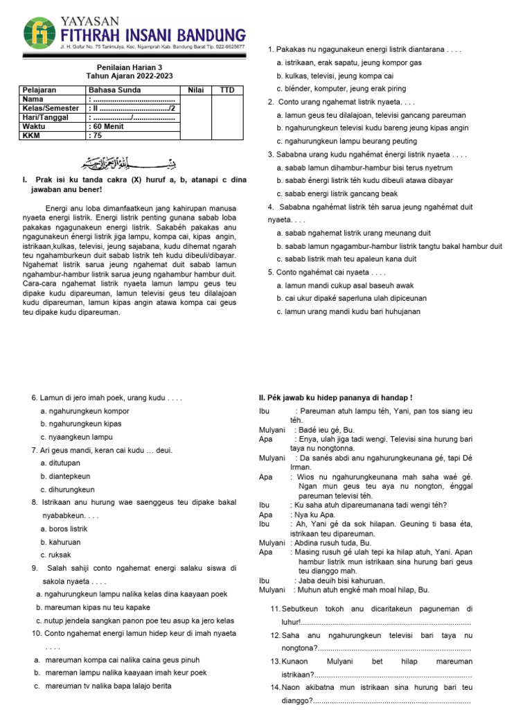 PH Bahasa Sunda Kelas 3 | PDF
