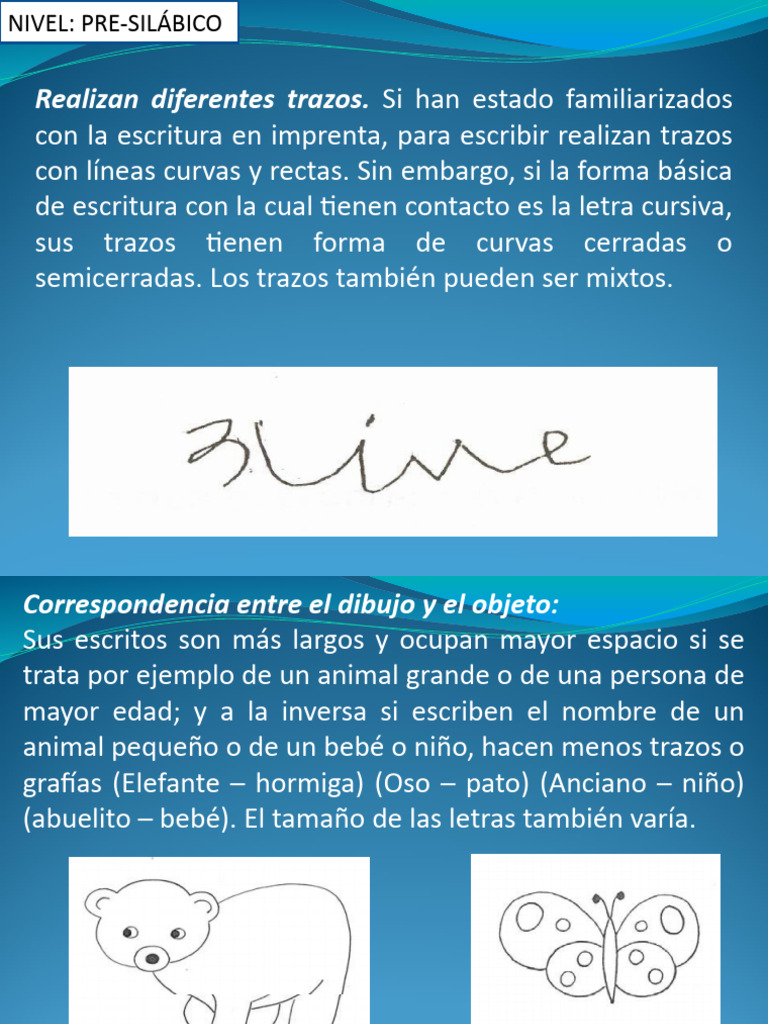 Niveles de Escritura: Pre-Silábico y Silábico | PDF | Escritura | Sílaba