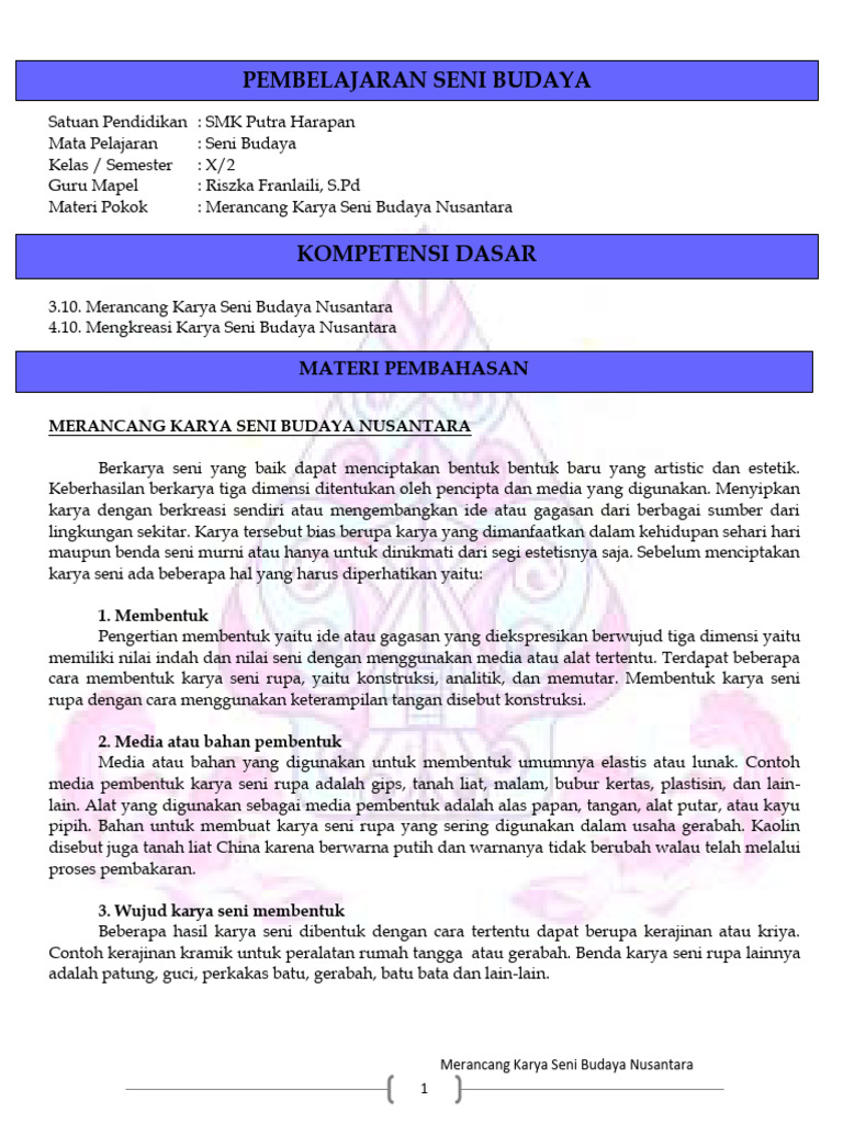 Langkah Merancang Karya Seni Nusantara | PDF | Ilmu Sosial | Seni