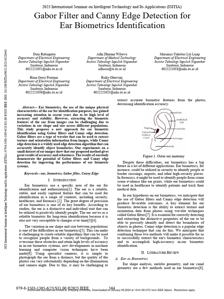 Gabor Filter and Canny Edge Detection For Ear Biometrics Identification ...