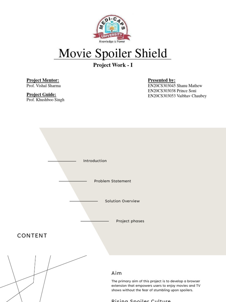 Movie Spoiler Shield Presentation | PDF | User Interface | Information Technology