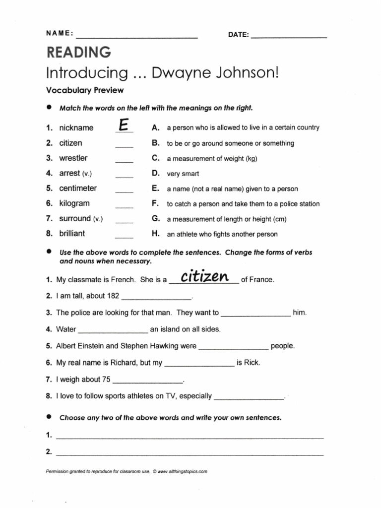 Dwayne Johnson Reading | PDF