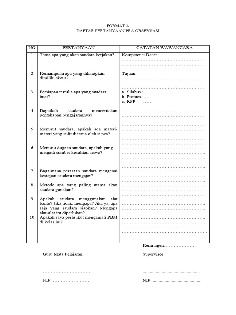 Format A Supervisi | PDF