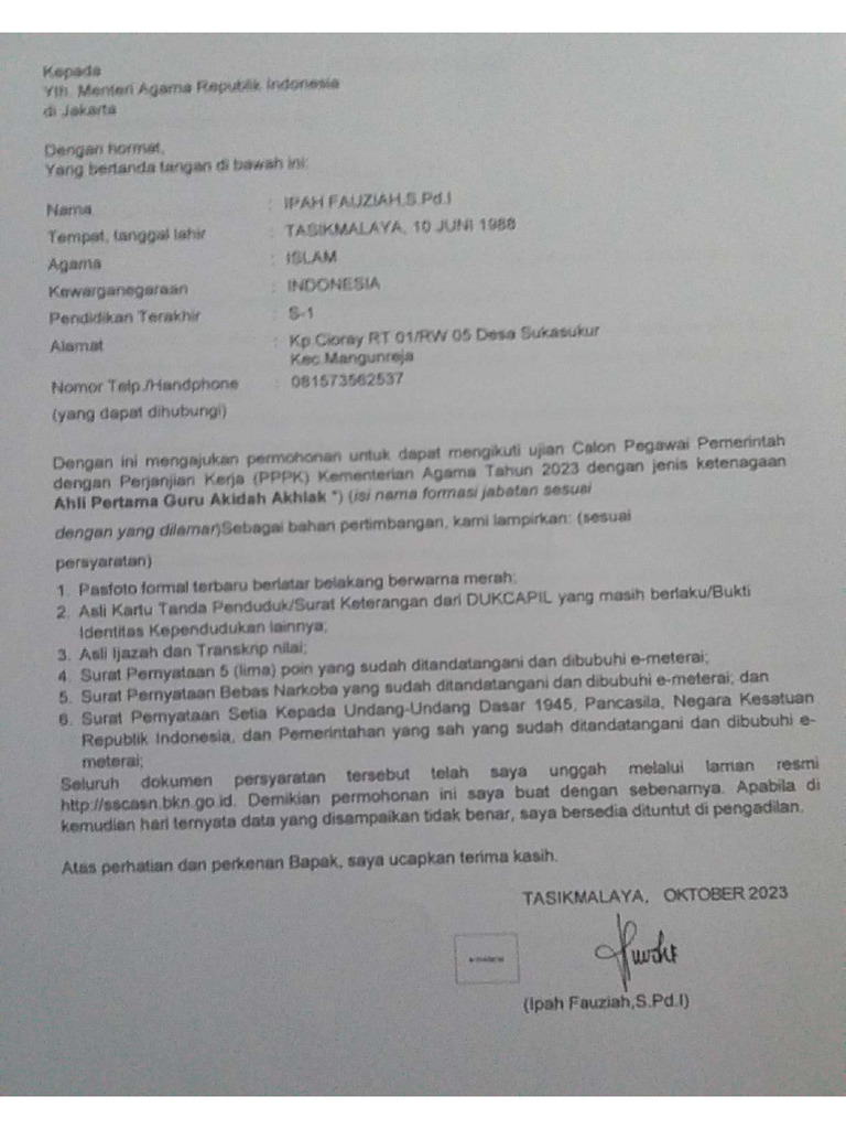 lamaran bu ipah | PDF