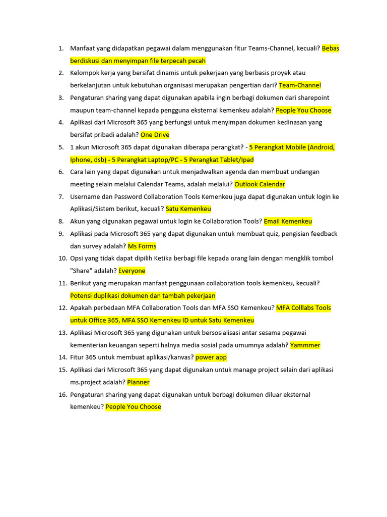 Kuis Collab Tools TW IV | PDF | Karier & Perkembangan | Bisnis