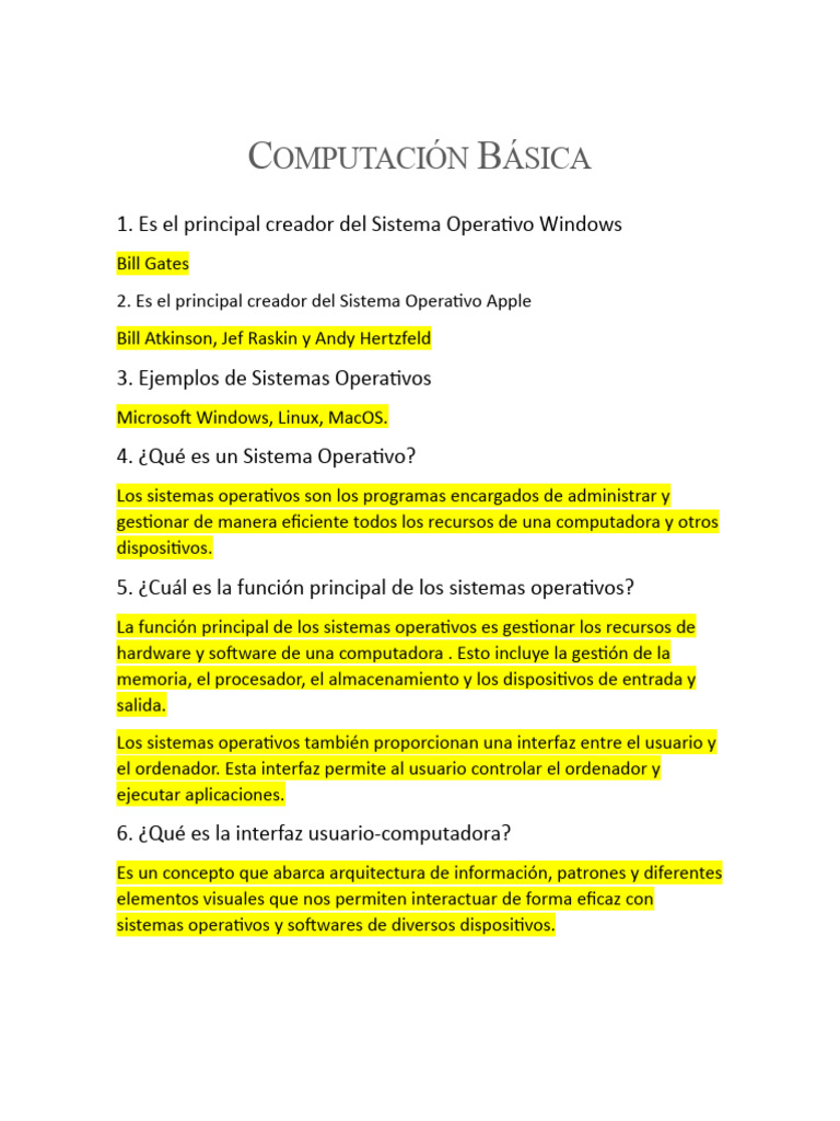 Computación Básica | PDF | Hardware de la computadora | Sistema operativo