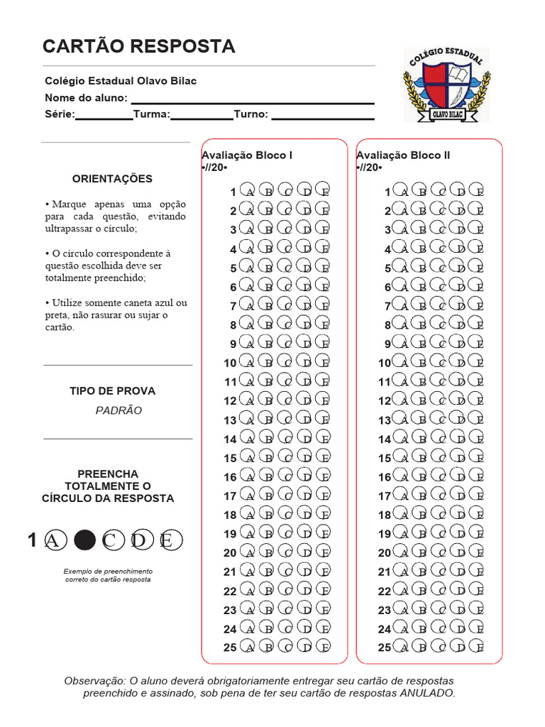 Cartao Resposta | PDF