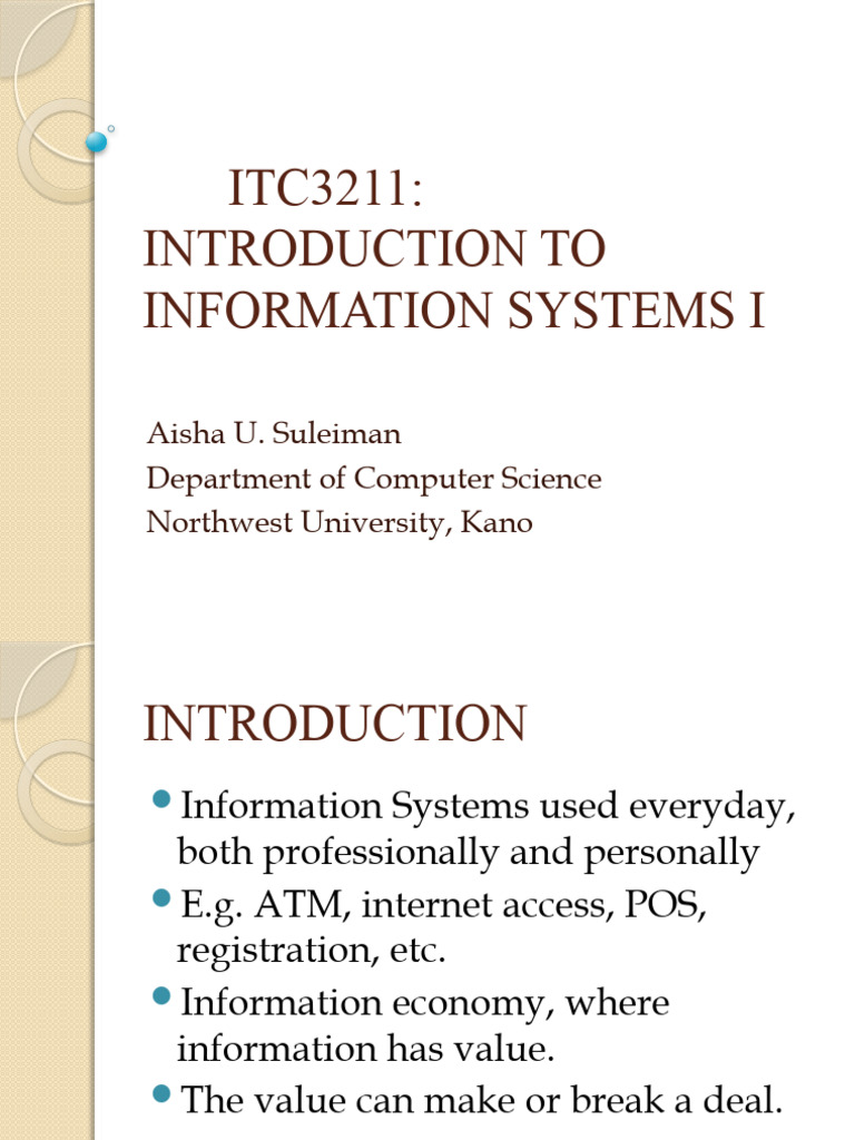 ITC3211CHAPTER1 | PDF | Information | System