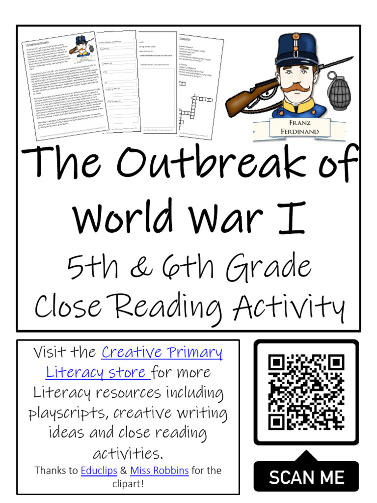 The Outbreak of World War I: 5th & 6th Grade Close Reading Activity ...