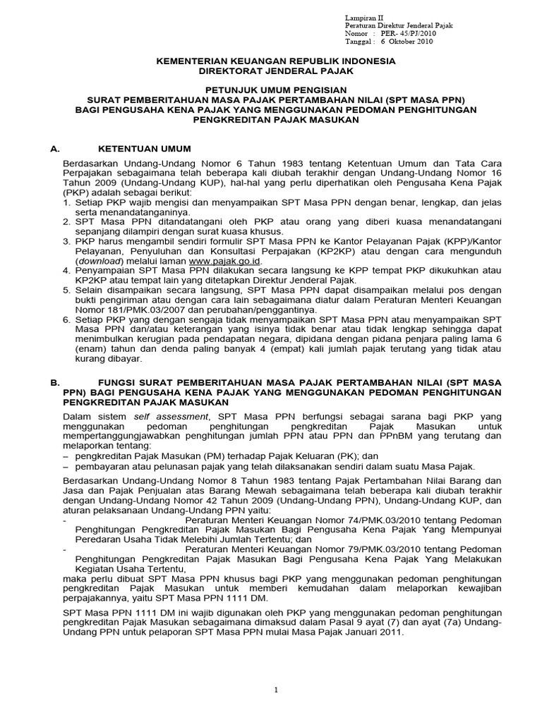 Panduan Pengisian SPT Masa PPN 1111 DM | PDF