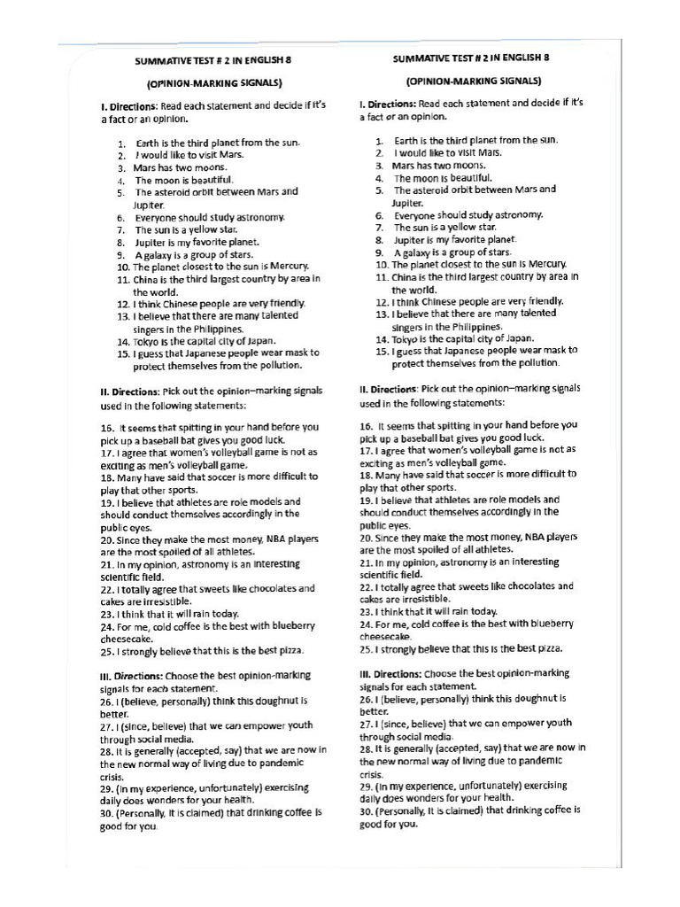 Opinion marking signals sumative. | PDF